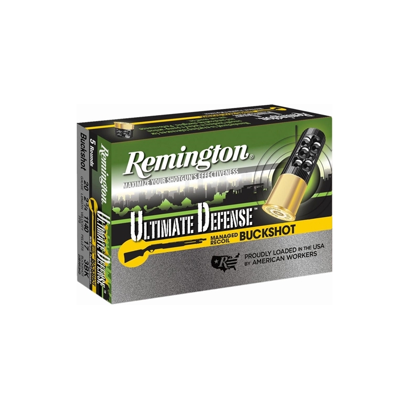 Remington Ultimate Defense 20 Gauge Ammo 2-3/4" #3 Buck 17 Pellets ...