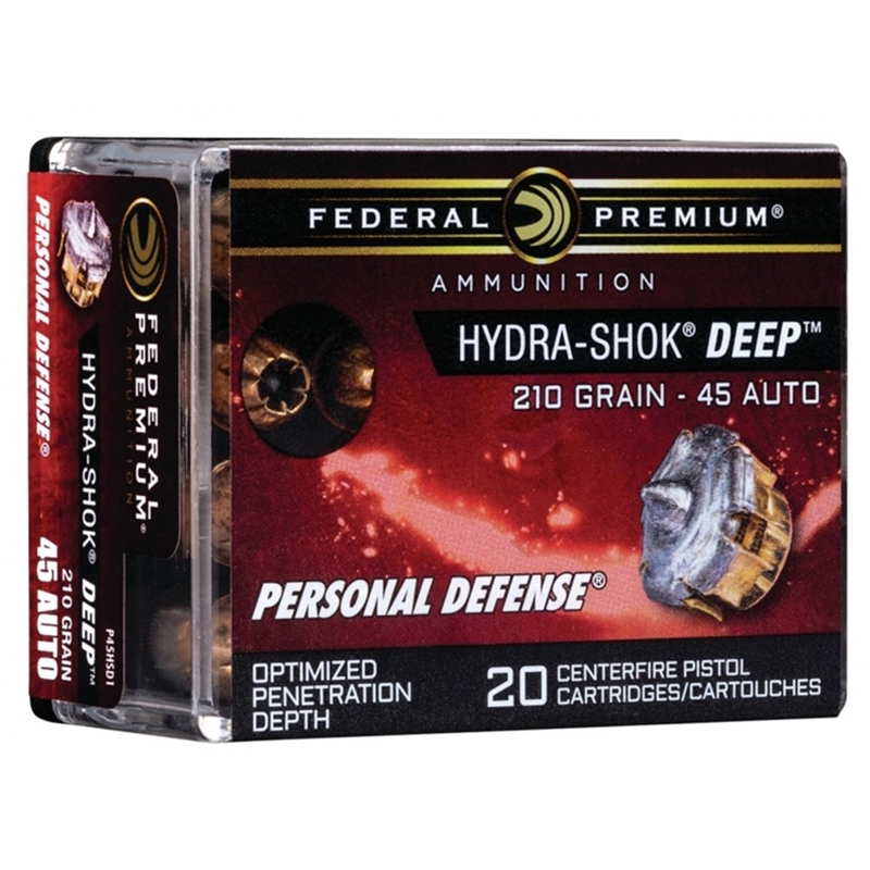 Federal Premium Hydra-Shok Deep 45 ACP AUTO Ammo 210 Gr HP Projectile ...