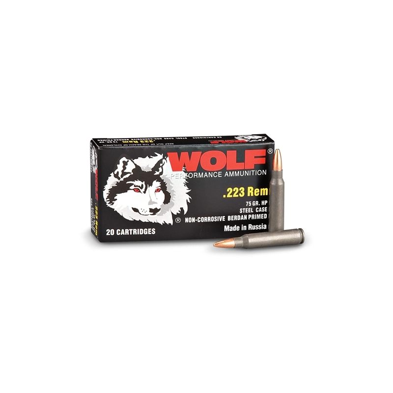 Wolf Performance 223 Remington Ammo 55 Gr HP Steel Case Berdan Primed ...