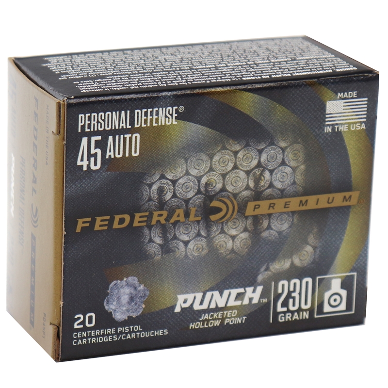 Federal Punch 45 ACP Auto Ammo 230 Grain Jacketed Hollow Point