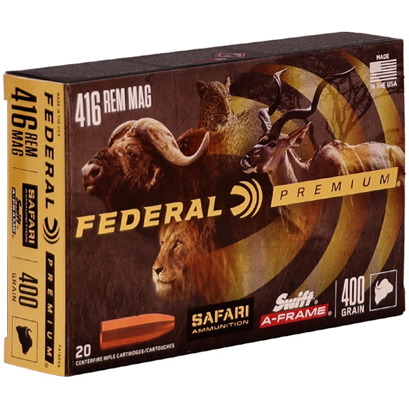Federal Cape-Shok 416 Remington Magnum Ammo 400 Gr Swift A-Frame - Ammo ...