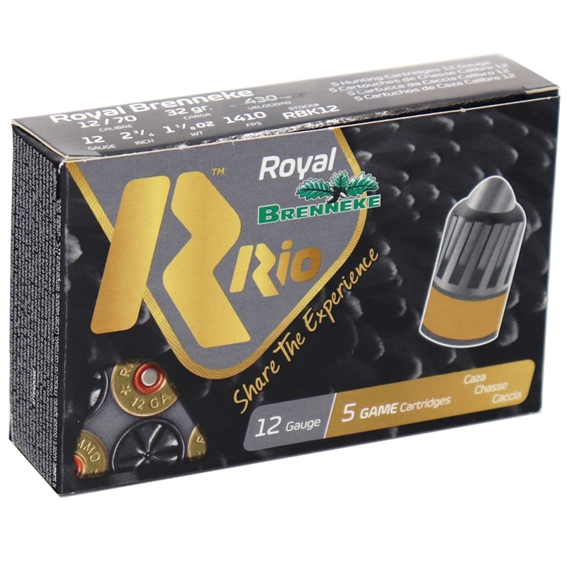 Rio Royal Brenneke 12 Gauge Ammo 2 3/4" 1 1/8 oz Slug Shot 250 Rounds ...