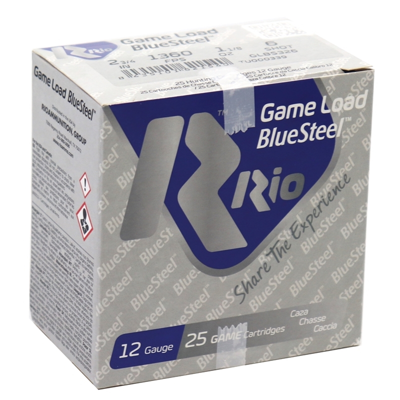 Rio Game Load 12 Gauge Ammo 2 3/4" 1-1/8 oz 6 Shot Blue Steel 250 ...