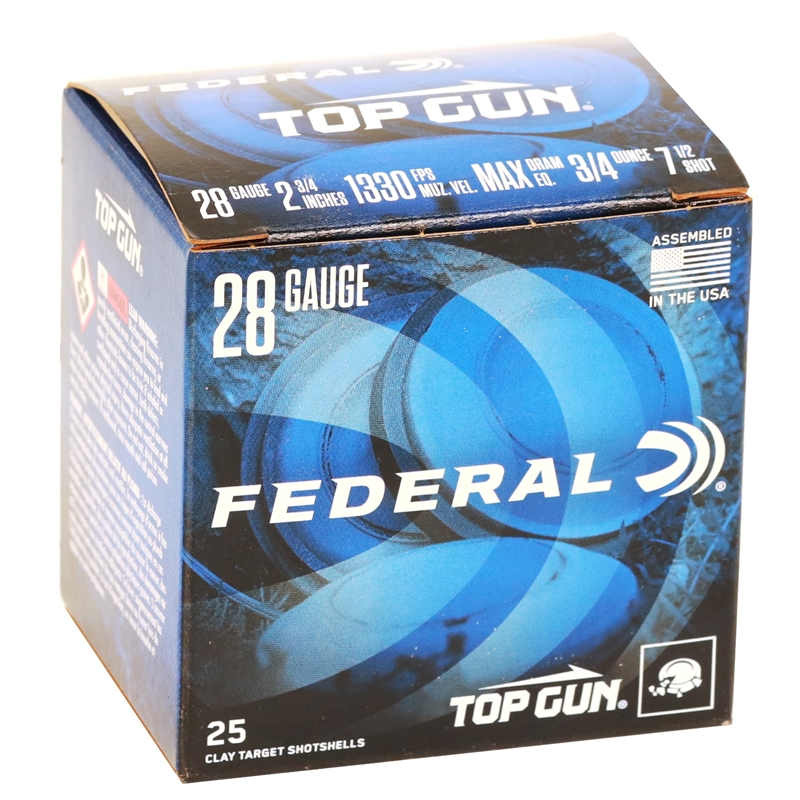 Federal Top Gun Sporting 28 Gauge Ammo 2-3/4" 3/4 oz #7.5 Shot 250 ...