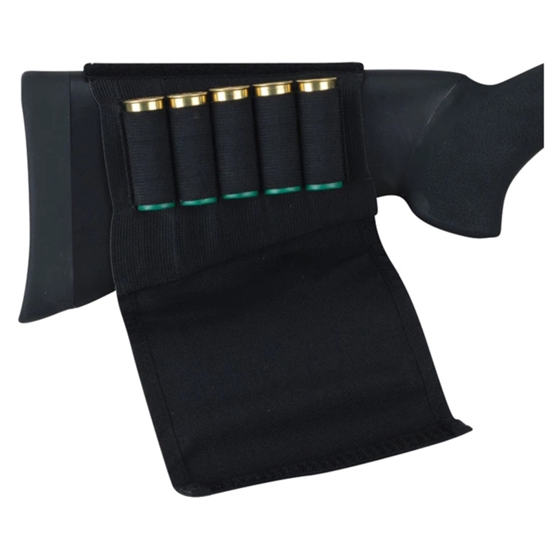 Uncle Mike's Buttstock Shotshell Ammunition Carrier with Flap 5-Round Nylon Black - Deals