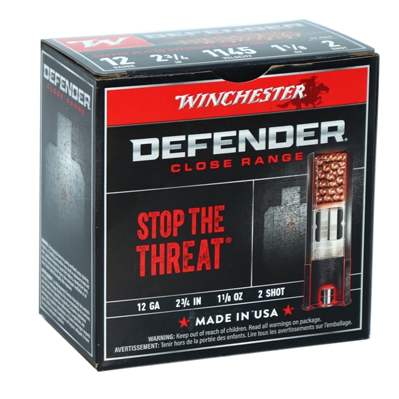 Winchester Defender Close Range 12 Gauge Ammo 2 3/4" 1 1/8 oz.#2 Shot ...