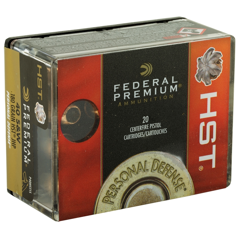 Federal Personal Defense 40 S&W Ammo 180 Grain HST JHP