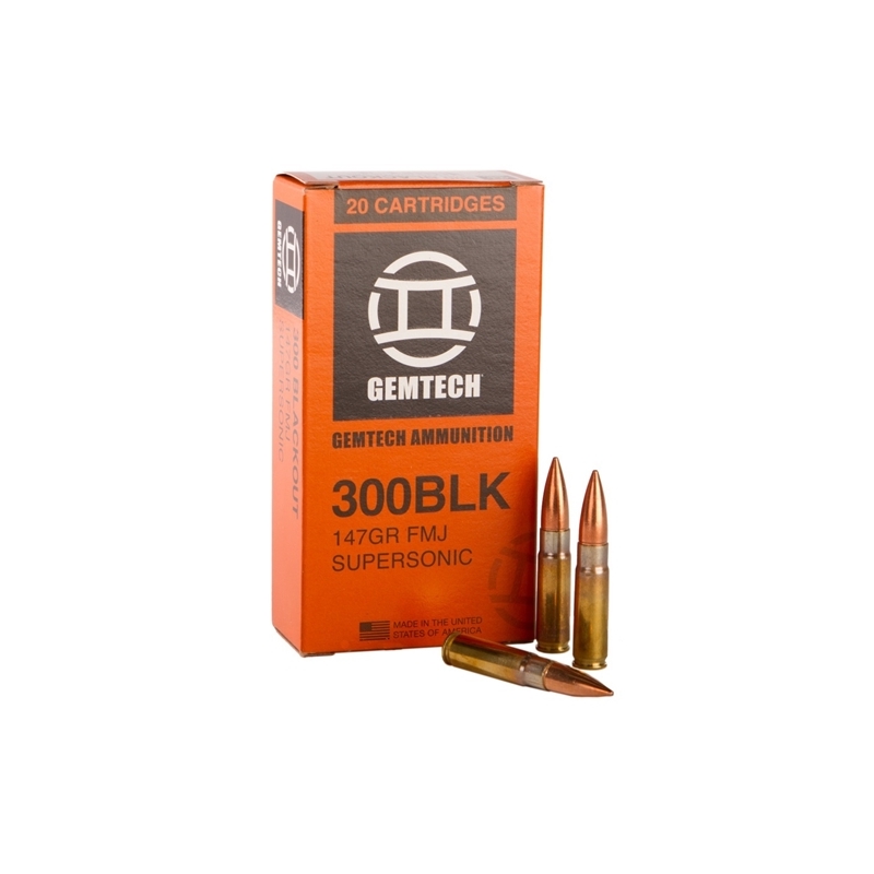 Gemtech Ammunition 300 AAC Blackout Ammo 147 Gr Supersonic FMJ - Ammo Deals