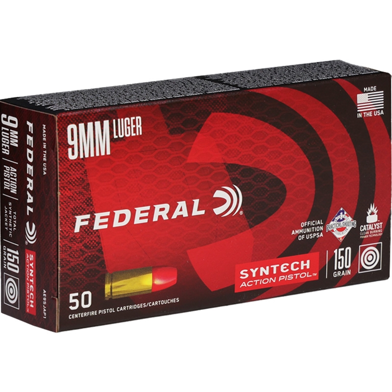 Federal Syntech 9mm Luger Ammo 150 Grain Total Synthetic Jacket